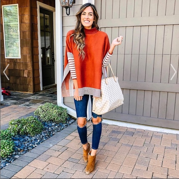 Cocobleu | Sweaters | Coco Bleu Sweaters Stripedoversize Knit Cape ...